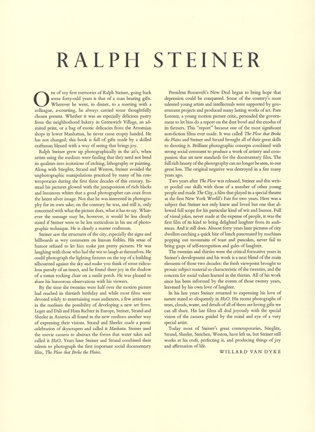 Ralph Steiner - Ten Photographs From the Twenties and Thirties and One ...